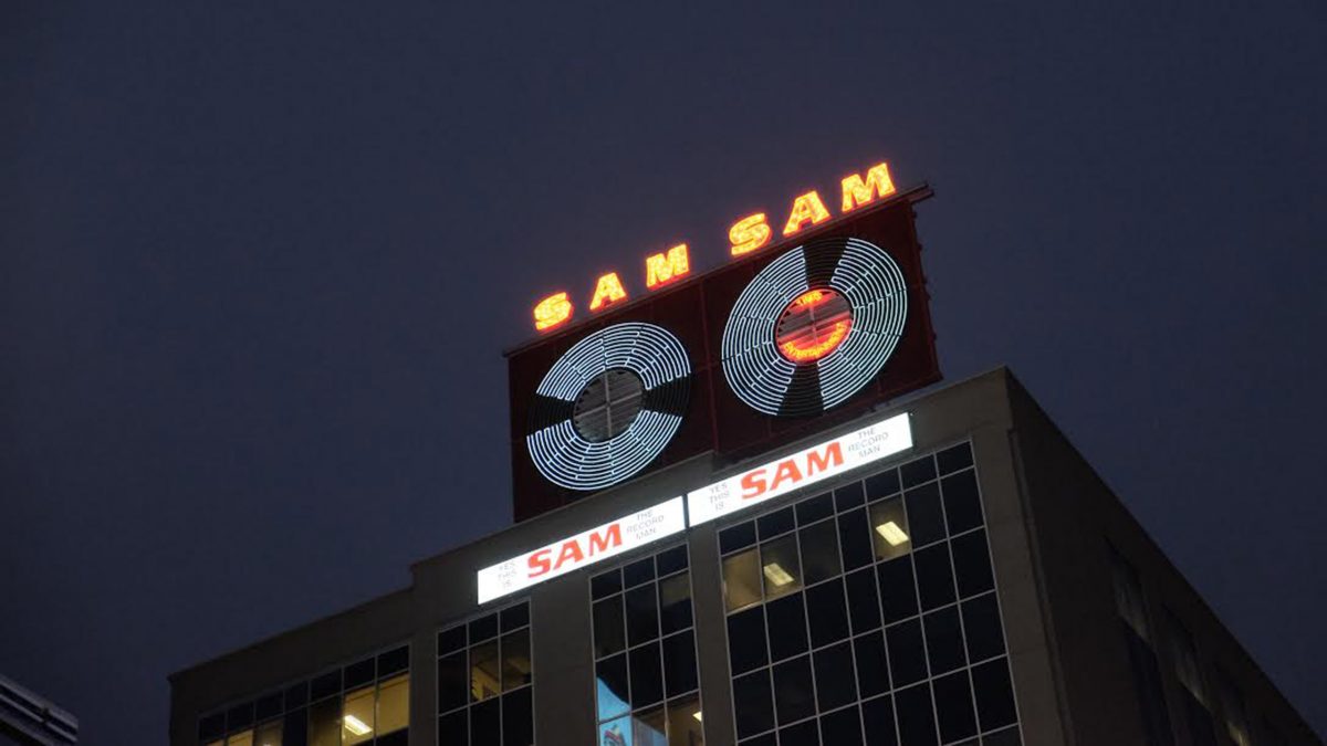The Sam the Record Man sign is officially lit – The Eyeopener